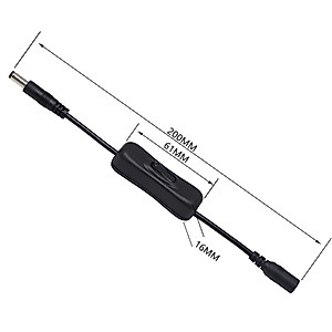 20cm DC 5.5mm x 2.1mm Male to Female On/Off Switch Cable YOUCHENG for LED CCTV Security Camera(4-Pack)…