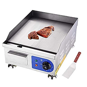 WeChef 14" Electric Countertop Griddle Stainless Steel Adjustable Temp Control Commercial Restaurant Grill 1500W