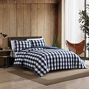 Eddie Bauer - Twin Duvet Cover Set, Reversible Cotton Bedding with Matching Sham, Stylish Plaid Home Decor (Lakehouse Blue, Twin)