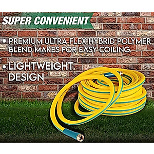SuperHandy Garden Lead-in Water Hose 5/8" Inch x 3' Foot Heavy Duty Premium Commercial Ultra Flex Hybrid Polymer Inlet Hose Max Pressure 150 PSI/10 BAR with 3/4" GHT Fittings