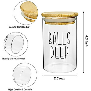 MOMEEMO Funny Qtip Holder and Cotton Ball Holder Set for Bathroom Organization. Apothecary Jars with Bamboo Tray are Great for Farmhouse Bathroom Decor, Rustic Bathroom Decor. (Glass&Tray)