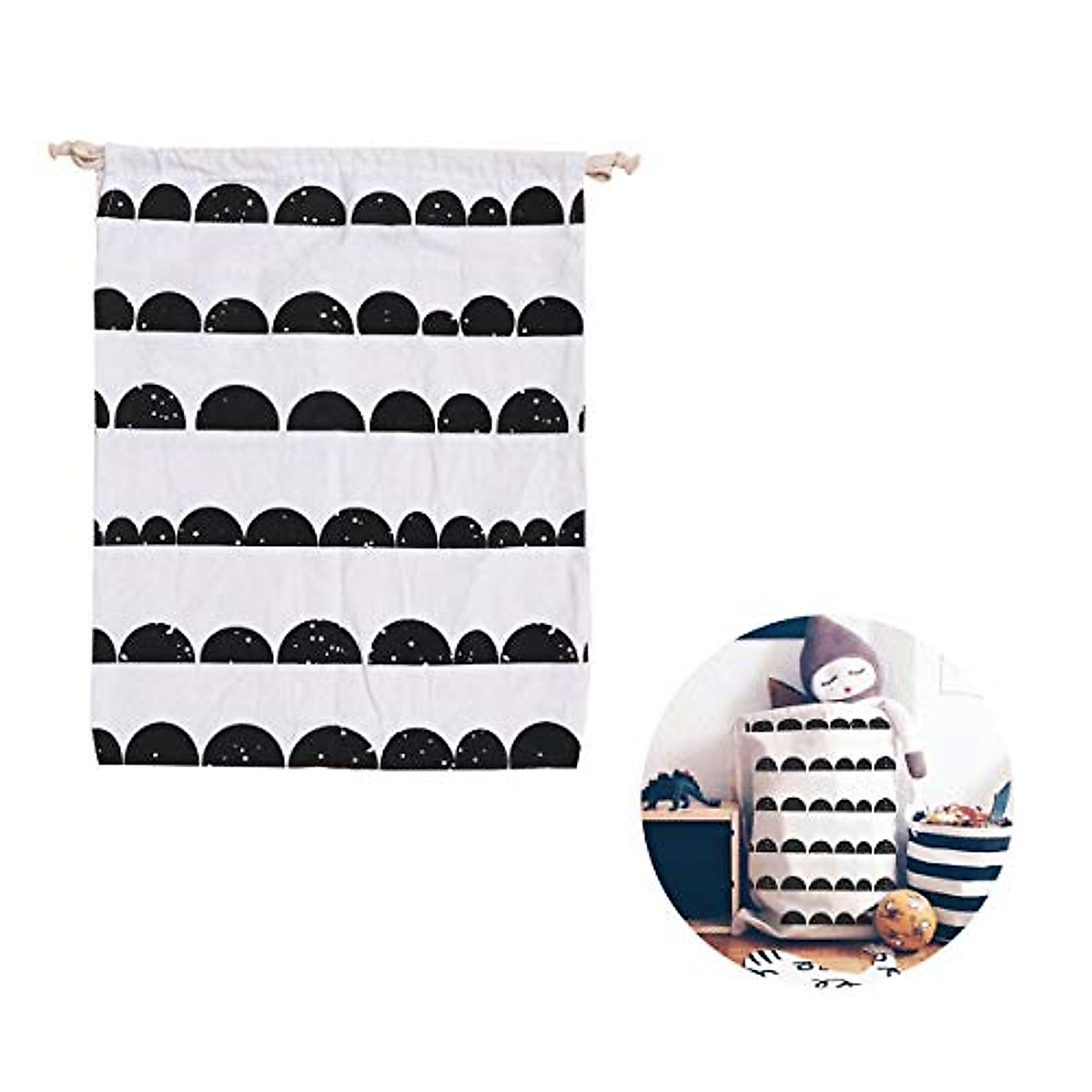 DOITOOL Washable Bundle Pocket Diaper Storage Bag Canvas Drawstring Bag Children s Toy Organiser (Semicircle)