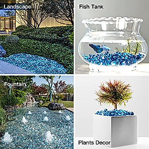 Apromise Fire Glass for Fire Pit - 1 inch Fire Pit Glass Diamond | High Luster Firepit Glass Rock | Upgrade Fire Glass for Propane Fire Pit and Gas Fireplace | 20lbs | Caribbean Blue Luster