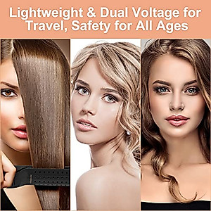 Hywestger Flat Iron Hair Straightener and Curler 2 in1 | 360° Airflow Styler Curling Iron with 80 Ionic Cooling Air Vents, 5 Adjustable Temperature Settings, 15s Fast Heating & Dual Voltage