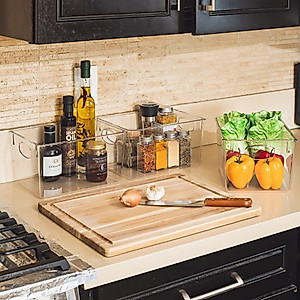 Sorbus Square Refrigerator Organizer Bins - Clear Plastic Pantry, Cabinet & Fridge Organizer for Kitchen Organization and Storage - Versatile Lightweight Bath, Makeup, Food & Snack Organizer (4 Pack)