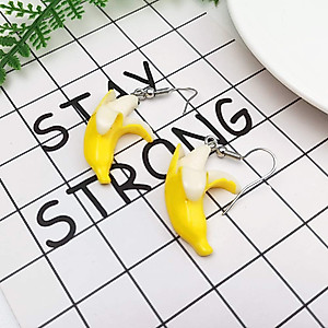 Cute Food Imitate Hamburger Banana Donut Ice Cream Dangle Stud Earrings Resin for Women Jewelry (Banana)