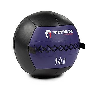 Titan Fitness Soft Leather Medicine Wall Ball 14 lb. Durable, Endurance, Cardio, Core Strength