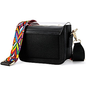 mothgel Women Mini Transparent PVC Plastic Crossbody Summer Durable Shoulder Bag (Black)