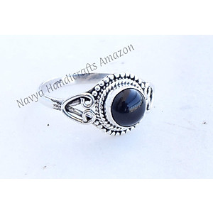 925 Sterling Silver Black Onyx Ring Size US 8 - Black Onyx Stone Gemstone Statement Ring Gift Jewellery For Girl Women