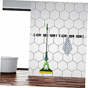 Zerodeko 3pcs mop holder pantry organization and storage Garden Tool Organizer garage broom mop organizer Broom Hangers wall mounted clothes hanger Mop Rack broom holder abs Space aluminum