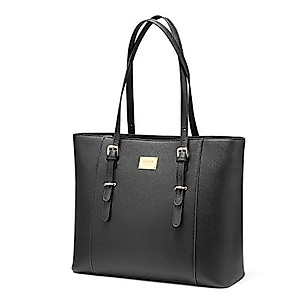 Laptop Bag for Women Large Office Handbags Briefcase Fits Up to 15.6 inch (Updated Version)-Black