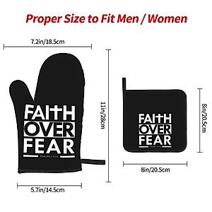 Faith Over Fear Bible Scripture Verse Christian Oven Mitts Pot Holders Sets Fashion Kitchen Heatproof Glove and Heat Insulated Pad