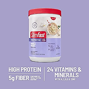 SlimFast Meal Replacement Smoothie Mix, 24 Servings, High Protein, Vanilla Cream, 20g of Protein with Milk, 12 Servings (Pack of 2) (Packaging May Vary)