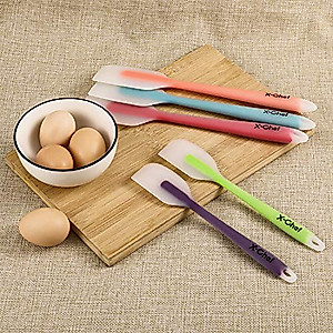 X-Chef Silicone Spatulas, Heat Resistant Rubber Spatulas for Nonstick Cooking Baking, 5 Silicone Scrapers with Stainless Steel Core, 3 Large and 2 Small, 446°F