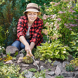 Happyyami Hand Weeding Weeder Tools Garden with Handle Edging Tool Pulling Tool Beech Handle Lawn Yard Gardening Tool Garden Hand Cultivator Hand Tiller Weeder