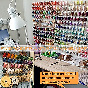 New brothread 4X60 Spools Wooden Thread Rack/Thread Holder Organizer with Hanging Hooks for Embroidery Quilting and Sewing Threads