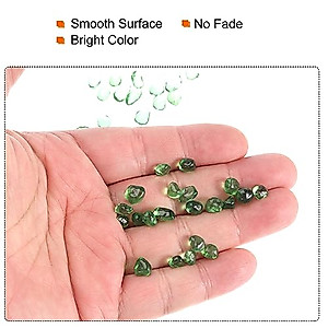 MECCANIXITY 500g/1.1lb 3-6mm Decorative Glass Stones, Polished Glass Pebbles Marbles DIY Decor for Vase Filler Beads Crafts Fish Tank Aquarium Garden Decoration, Green