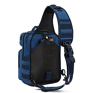 G4Free Tactical Sling Bag Backpack Military Rover Shoulder Sling Pack Molle EDC Small Crossbody Chest Pack(Dark Blue)