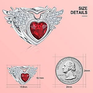 NINGAN January Birthstone Charms for Pandora Charms Bracelet, Angel Wings 925 Sterling Silver Love Heart Bead Pendant Birthday Christmas Jewelry Gift for Women