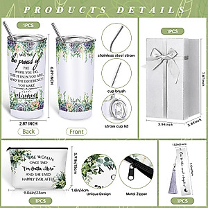 4 Pcs Retirement Gift for Women 2024 Happy Retirement Presents 20oz Stainless Steel Tumbler Makeup Bag Bookmark Set Retired Gifts Box for Mom Grandmom Teacher Coworker Nurse(Warm Style)