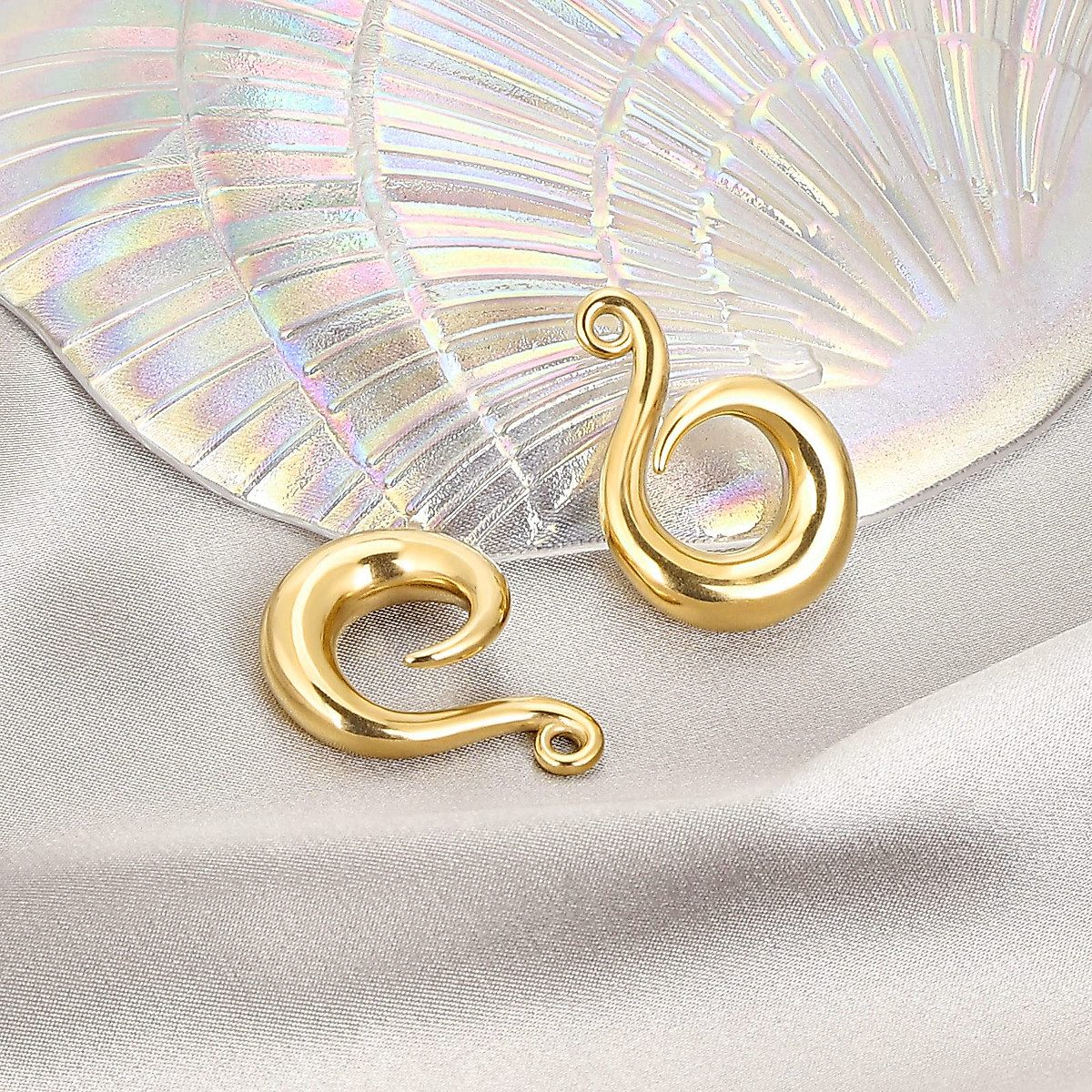 Longbeauty DIY Ear Weight Hook for Ear Piercing Jewelry 316L Stainless Steel Gauges Plugs Dangle Ear Hangers Pierced Expanders 0g