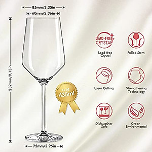 ONEARF Wine Glasses Set of 4,15oz Hand Blown White and Red Wine Glasses.Lead-Free Premium Crystal Clear Glass Burgundy Boardeaux Wine Glass Set for Daily Use Wedding Anniversary or Birthday Gift