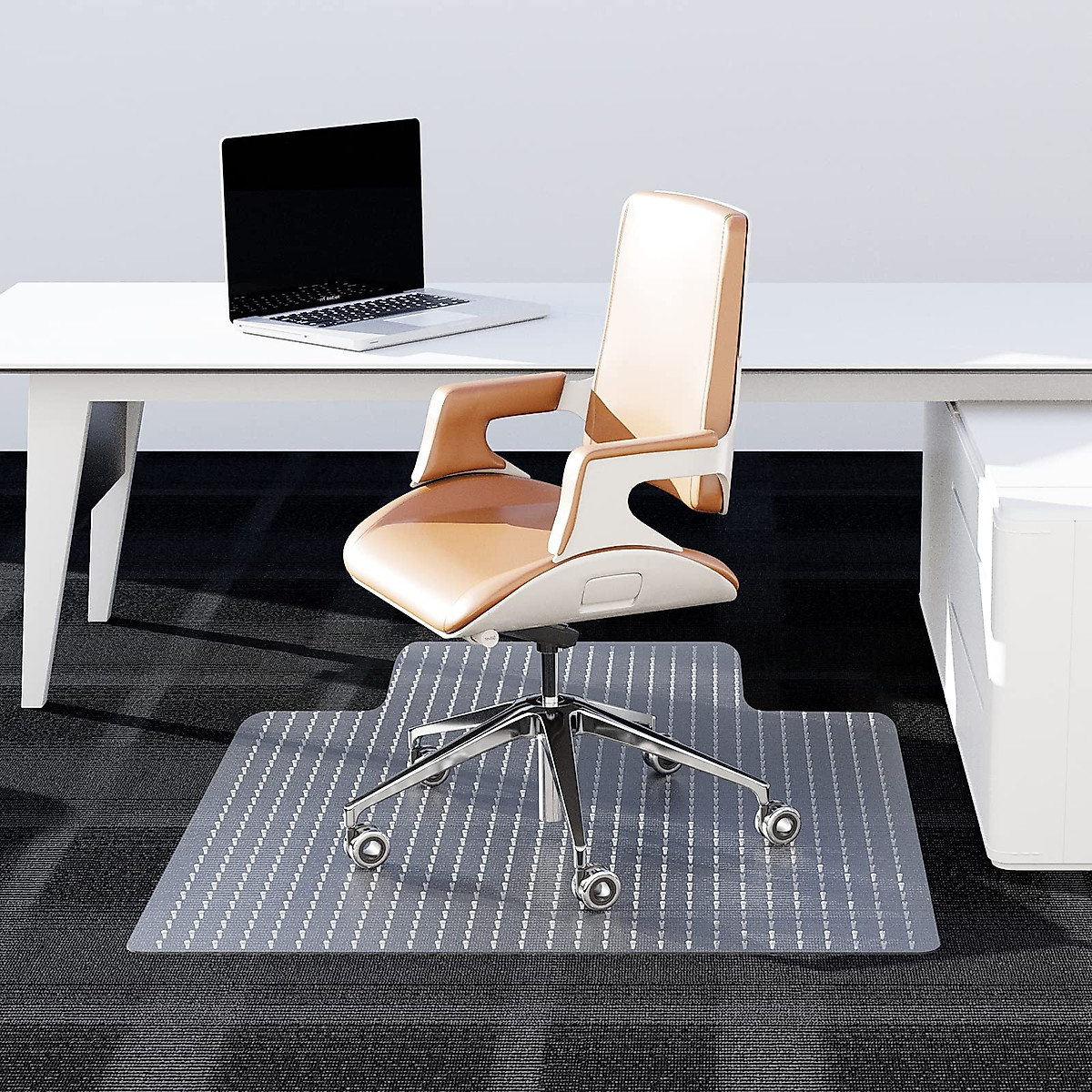 Office Chair Mat for Carpeted Floors with Lip, 48"X36" 2.2mm Thick, Transparent Desk Chair Mats with Studs for Low and Medium Pile Carpets, Easy Glide, Flat Without Curling