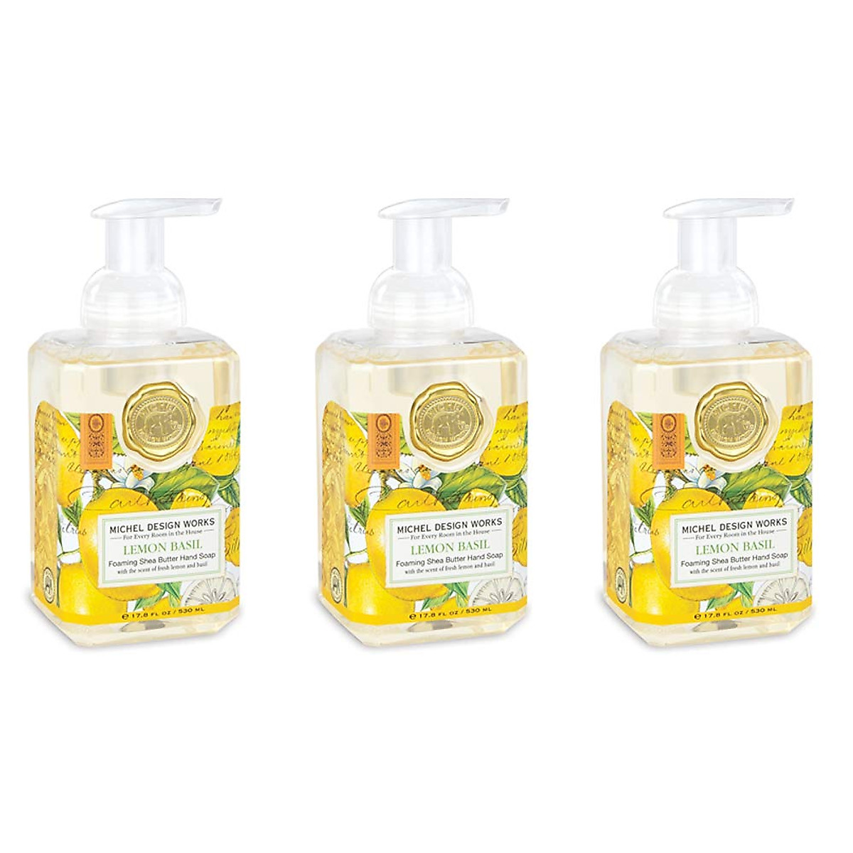 Michel Design Works Foaming Hand Soap, 17.80-Fluid Ounce, Lemon Basil - 3-PACK