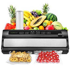 NutriChef Vacuum Sealer | Automatic Vacuum Air Sealing System For Food Preservation w/ Starter Kit | Compact Design | Lab Tested | Dry & Moist Food Modes | Led Indicator Lights