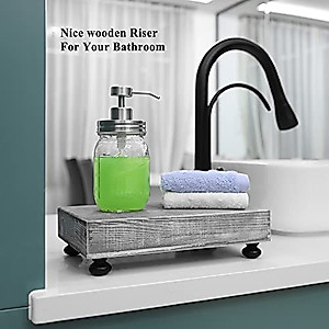 GBtroo Wood Riser for Display – Premium Home Decor for Bathroom – Display Stand with Non-Slip Mat – Eye-Catching Wooden Tray Sink Organizer – Charming in Any Home
