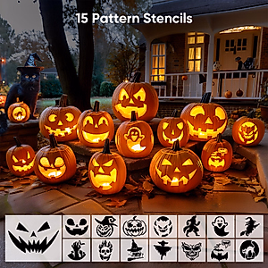 31 PCS Pumpkin Carving Kit, Pumpkin Carving Tools, Halloween Pumpkin Carving Kit with Stencils, Professional Pumpkin Carving Stencils for Adults, Pumpkin Carving Knife, Pumpkin Carving Set for Kids