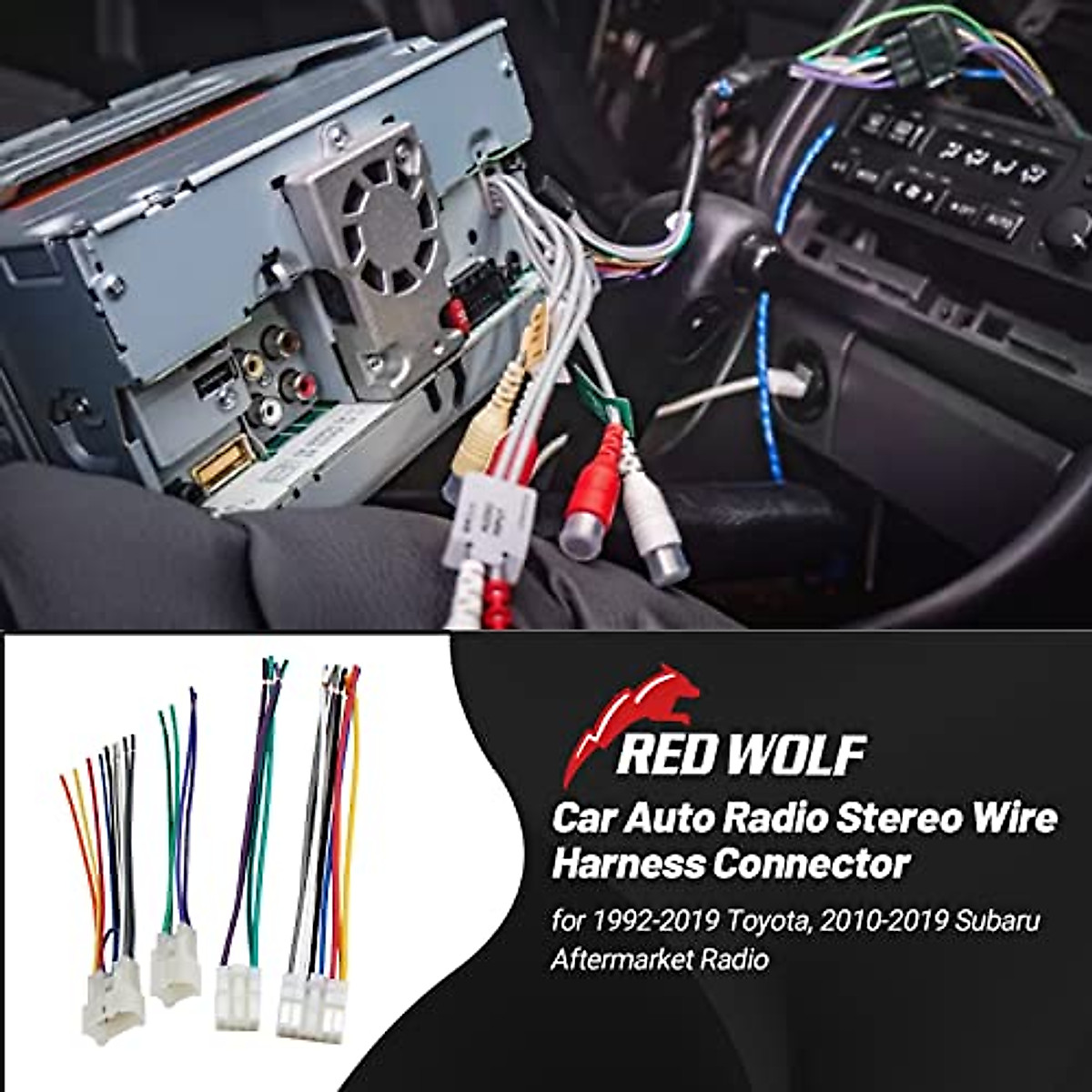 RED WOLF Radio Stereo Wire Harness w/Steering Wheel Control Switch Wiring Harness Replacement for Toyota 2003-2011, Scion/RAV4,Lexus Vehicles