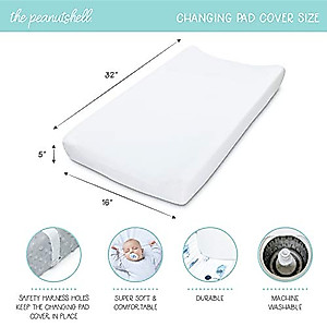 The Peanutshell Changing Pad Covers for Baby Girls | 2 Pack Set | Pink Elephant & Hearts