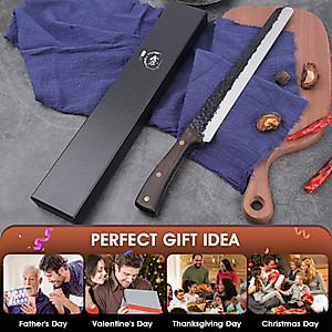 univinlions 11" Slicing Carving Brisket Knife Japanese Hand Forged Full Tang Ham Meat Slicer for Cutting Ribs Roasts Fruits Veggies Grilling BBQ Birthday Thanksgiving Christmas Gift Idea Men