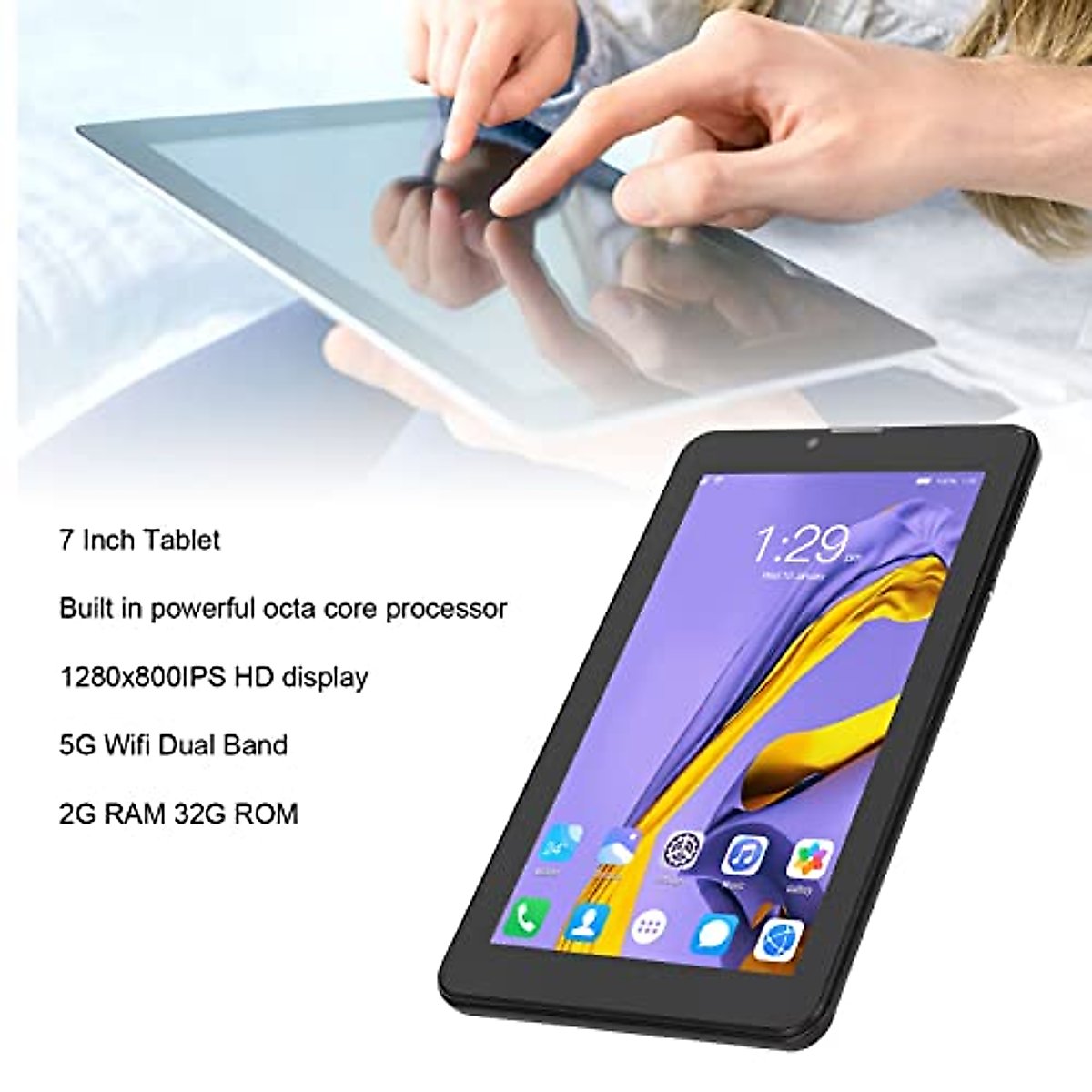 ciciglow Tablet 7 Inch Android, 2G RAM 32G ROM Tablets with Octa Core Processor, 1280x800IPS HD Display, 2MP and 5MP Dual Camera, 3500mah, 5G WiFi Dual Band, Dual Card Dual Standby(Blue)