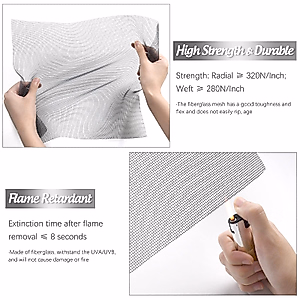 Senneny 59" x 106" Adjustable Window Screens, DIY Custom Fiberglass Screen Mesh, Window Screen Replacement for Windows Doors and Patio Screens, Premium Pet Screen (59" x 106", Grey)