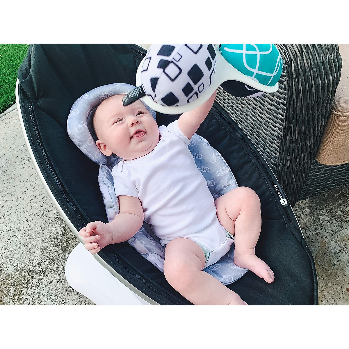 Infant Insert Compatible with 4Moms Mamaroo & Rockaroo – Car Seat Insert 2 Pack – Reversible Infant Car Seat Insert – Soft Plush Minky Car Seat Head Support Insert