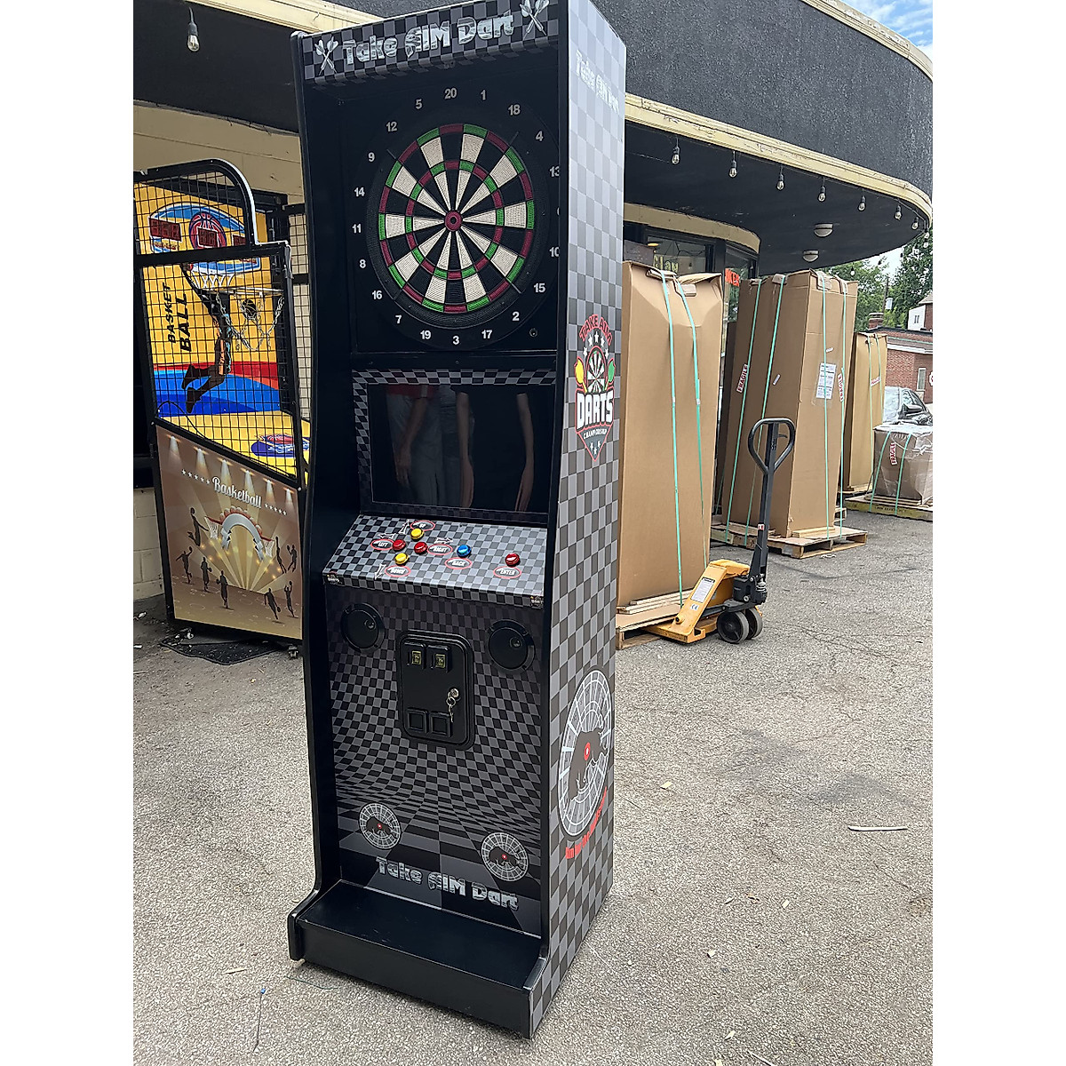 Coin Operated Electronic Dart Board- Heavy Duty for Commercial and Home Use with Both Coin and Free Play Option