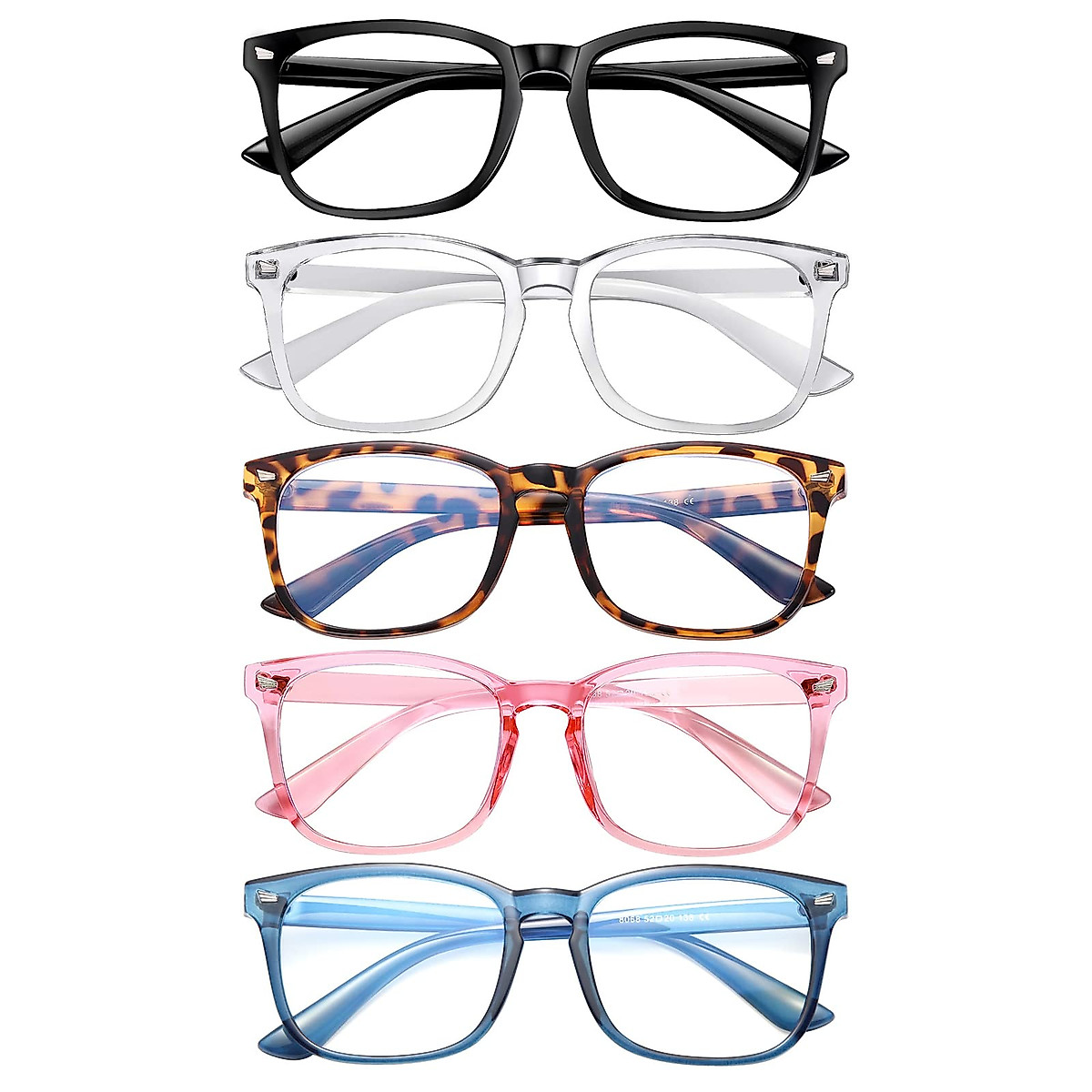 AIMISUV 5 Pack Reading Glasses for Women Men, Blue Light Blocking Computer Readers UV Glare(Multicolor, 1.5x)