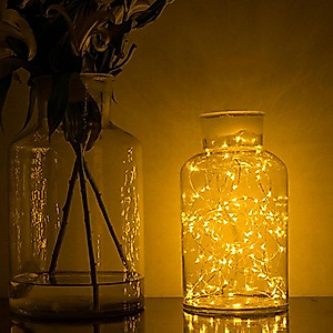 Solar Powered String Lights, 100 LED Copper Wire Lights, Waterproof Starry String Lights, Indoor/Outdoor Solar Decoration Lights For Gardens, Patios, Homes, Parties: 20 ft, Warm White