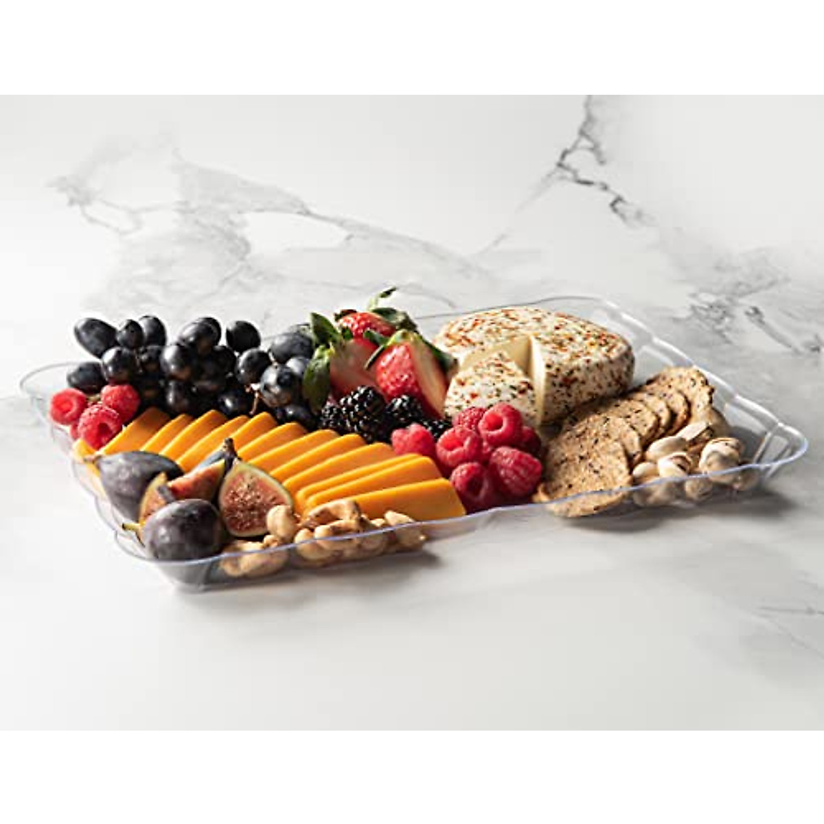 Plastic Serving Trays 9" X 13" Rectangle Serving Platters 4-Pack Clear Party Tray Durable Serving Platter - Disposable Serving Food Tray - Rectangular Cake, Fruit, Cookie Tray - Posh Setting