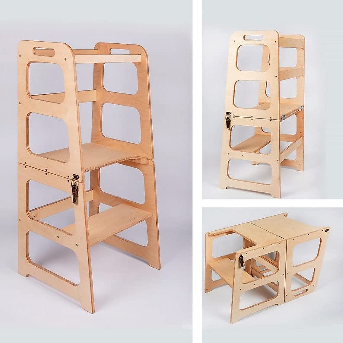 Montessori Learning/Helper Tower 3-in-1 Stool, Desk and Chalkboard. Easy to Assemble and Durable Construction for Long-Lasting use