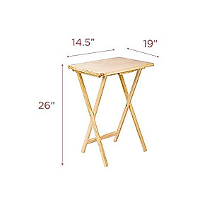 Pearington Ranchwood Folding TV Tray Table for Dining, Laptop Computer Stand, Gaming, Desk, 4-Pack, Natural Wood Finish