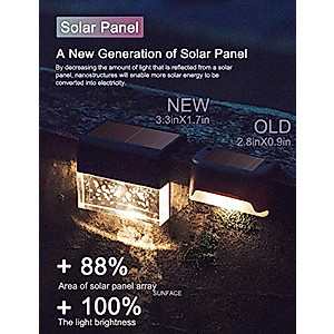 SUNFACESolar Deck Lights Fence Post Lights Outdoor Lighting Garden Decorative - Permanent On All Night (6Pack)