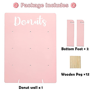 OWOYDOJ Donut Wall Display Stand Wood, Reusable Rustic Doughnut Board Holder for Baby Showers, Bridal Shower, Birthday, Wedding, Donut Party Supplies, Holds 9 Donuts (Pink, 1)