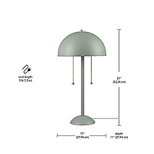Globe Electric Novogratz x 65850 Haydel 21" 2-Light Table Lamp, Sage Green, Double On/Off Pull Chain