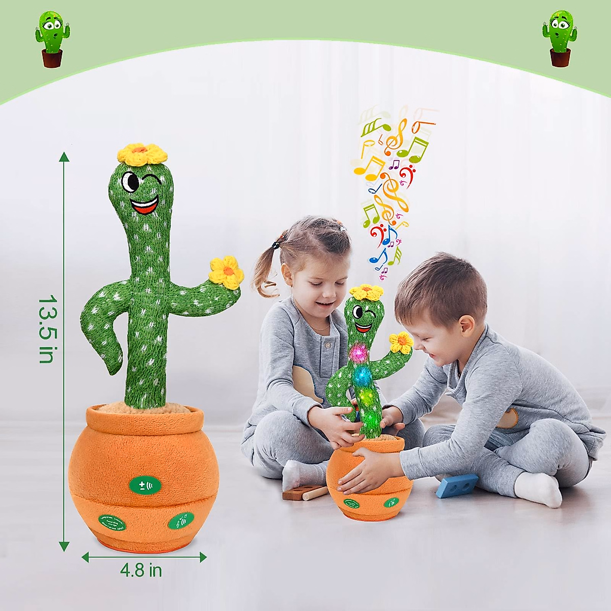 LGOUYGG Cactus Baby Toys Boy Girl Gifts, Talking Singing Mimicking Recording Light Up, Infant Babies Toddler Kids Interactive Musical Toy, Sing English Songs and Repeat What You Say