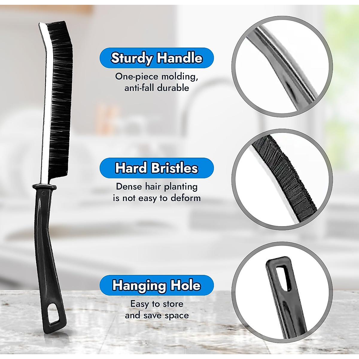 Hard Bristle Crevice Cleaning Brush, Multifunctional Small Cleaning Brush, Scrub Brush for Shower Tile, Gap Cleaning Brush for Kitchen, Bathroom & Household Use, Grout Cleaner, Toilet Brush
