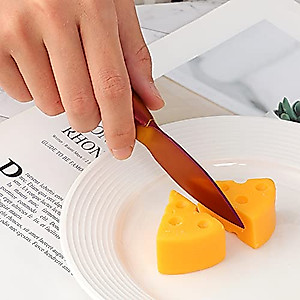 Buyer Star 4 Pack Cheese Knife Set, Stainless Steel Butter Spreader Knives Set in Gift Box, Rainbow Red