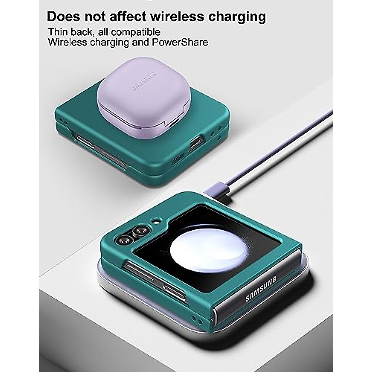 redluckstar Case for Samsung Galaxy Z Flip 5,Thin Slim Fit Matte PC with Non-Slip Full-Body Protection Phone Cover for Galaxy Z Flip 5 (Green)